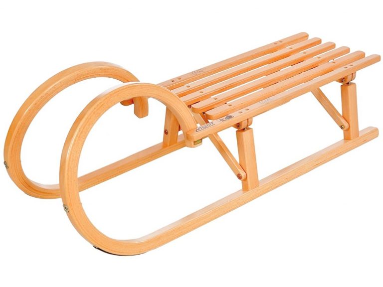 Slitta pieghevole in legno con schienale e sacco da slitta - Slittaonline