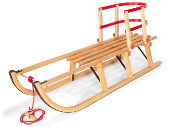 Acquista slitta da neve in legno Davos, slittino con volante, slitta Stiga